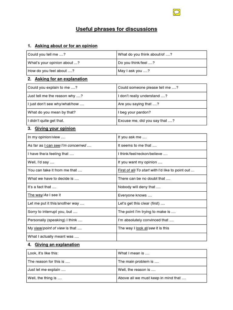 Phrases for Effective Discussions | PDF | Reason