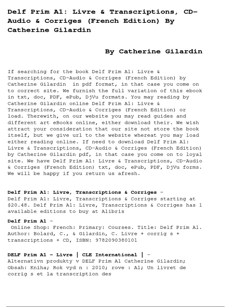 Delf Prim A1 Livre Transcriptions CD Audio Corriges French Edition by ...