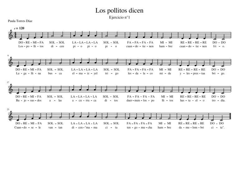 Notas y Partitura: Los Pollitos Dicen | PDF