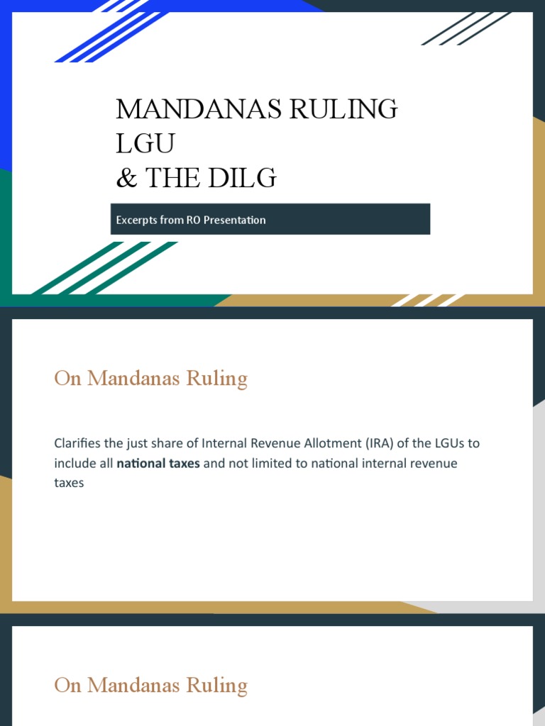 Mandanas Ruling LGU & The Dilg: Excerpts From RO Presentation | PDF | Capacity Building | Local ...
