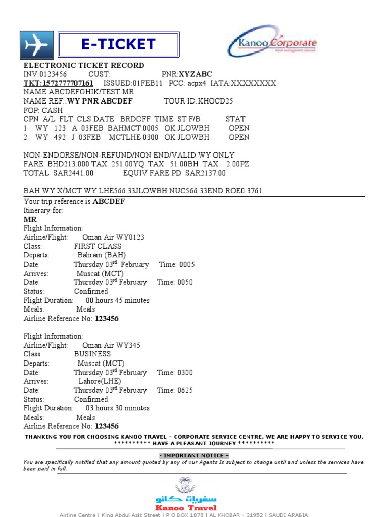 Format For e - Ticket | PDF