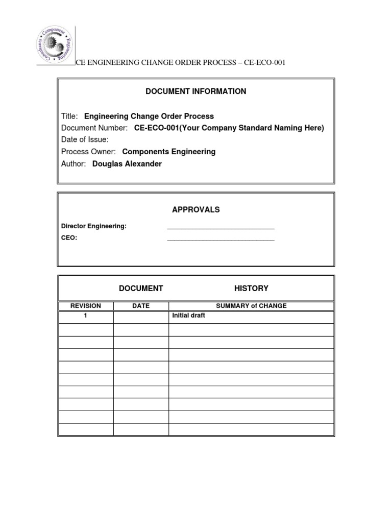 Engineering Process Change Order Form | Download Free PDF | Reliability Engineering ...