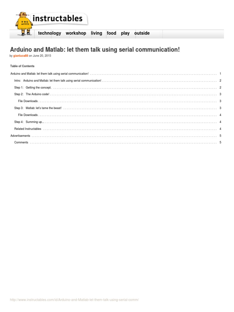 Arduino And Matlab Let Them Talk Using Serial Comm Pdf Computer 2258