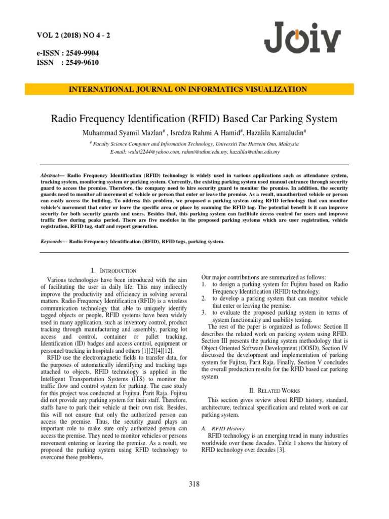 Radio Frequency Identification (RFID) Based Car Parking System ...