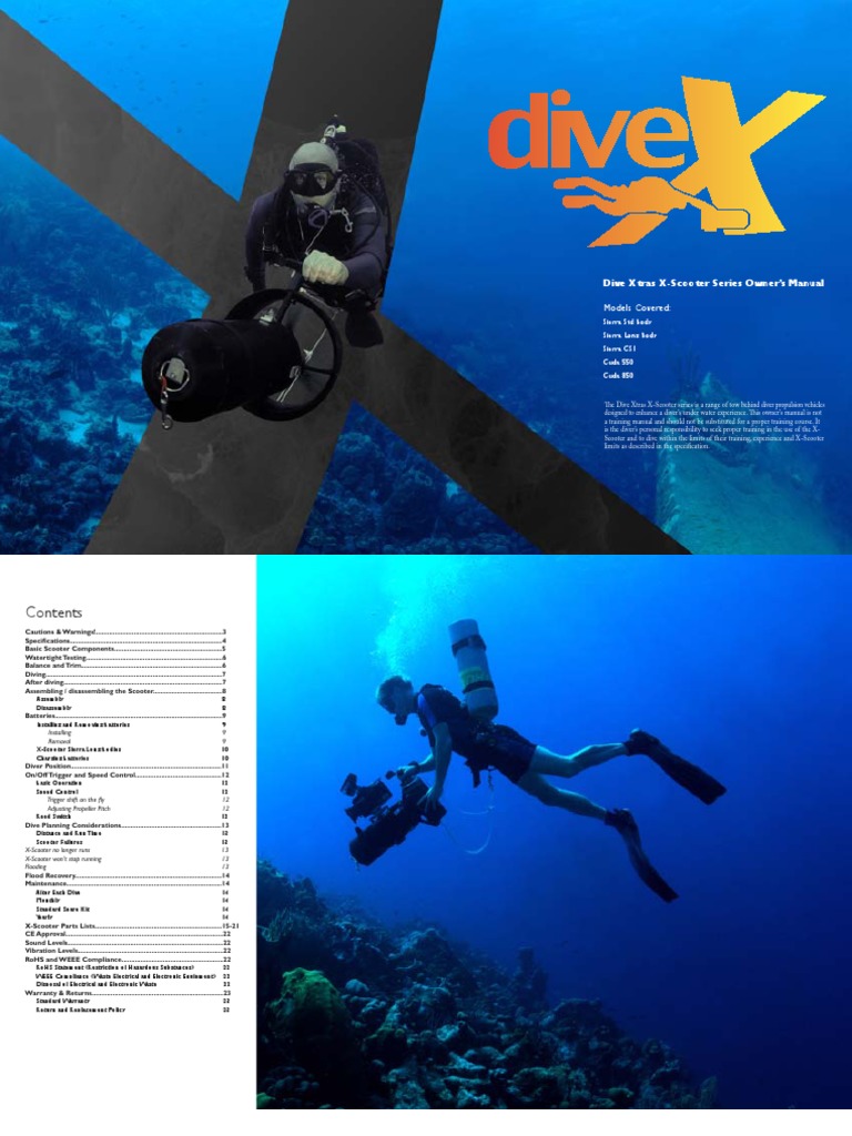 Dive Xtras X-Scooter Owner's Manual | PDF | Scuba Diving | Nature