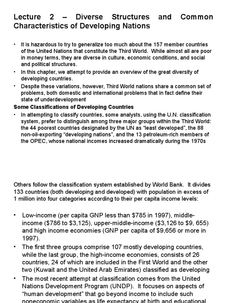 Lecture 2 - Diverse Structures and Common Characteristics of Developing ...