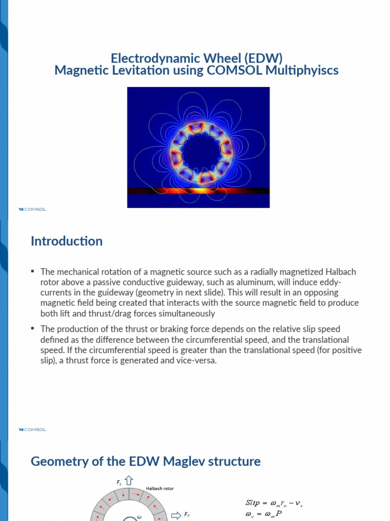 Electrodynamic Wheel (EDW) Magnetic Levitation Using COMSOL ...