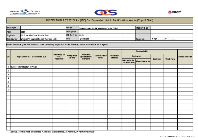 TMT131 - Inspection Test Plan - ITP | PDF | Business