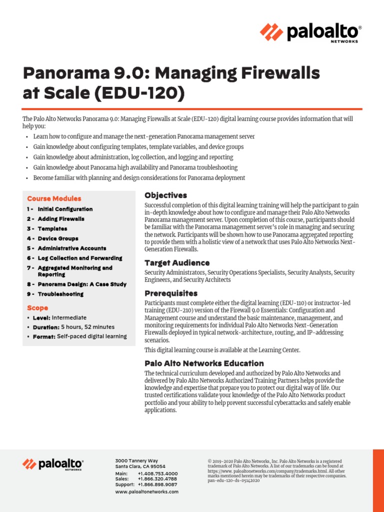 Panorama 9.0: Managing Firewalls at Scale (EDU-120) : Objectives | PDF | Firewall (Computing ...