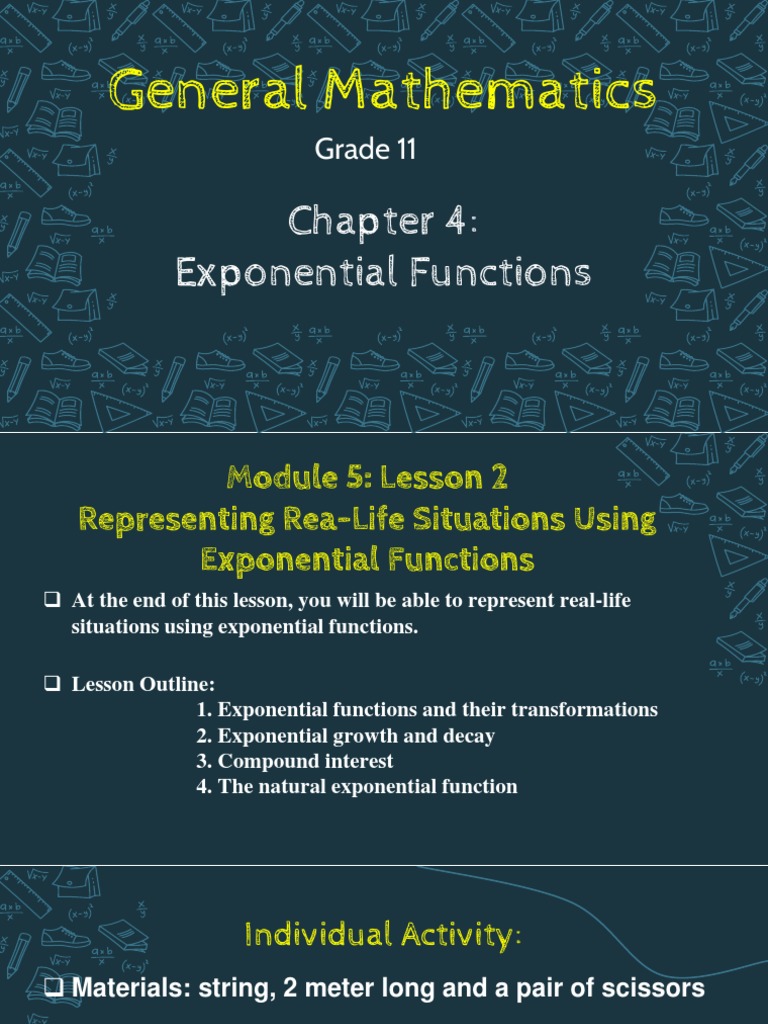 GenMath Module 5 Lesson 2-Representing Real Life Situation Using Exponential FCN | Download Free ...