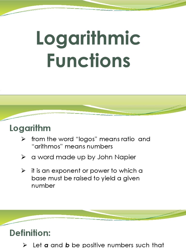 Logarithmic Function PDF | PDF | Logarithm | Exponentiation