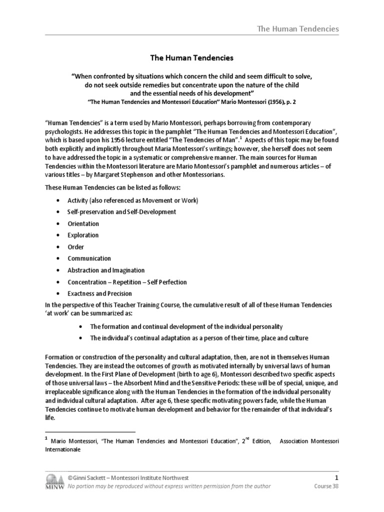 Silo - Tips - The Human Tendencies PDF | PDF | Montessori Education ...