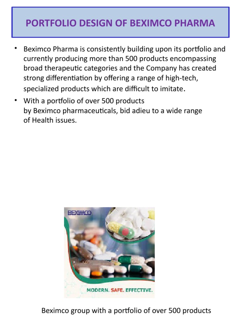Portfolio Design of Beximco Pharma | PDF