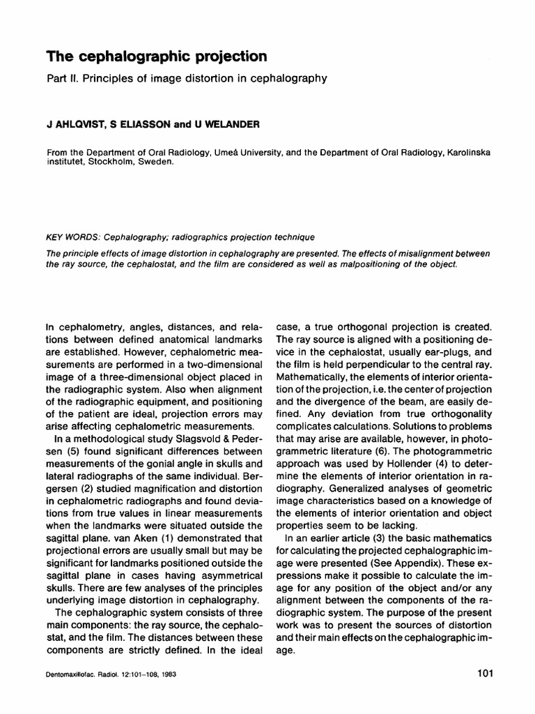 The Cephalographic Projection: Part II. Principles of Image Distortion ...