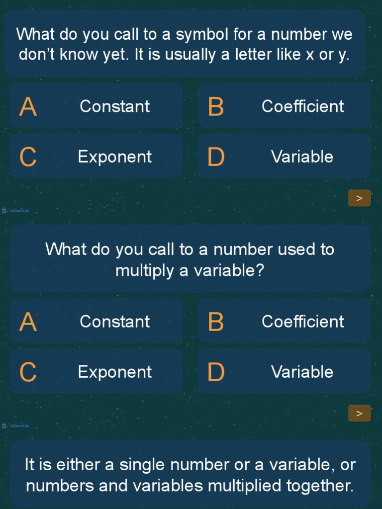 A B C D: Constant Coefficient Exponent Variable | PDF | Polynomial ...