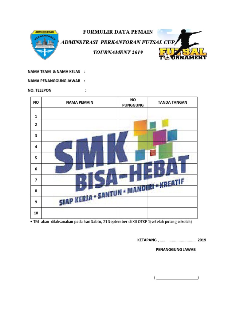 Form Pendaftaran Futsal | PDF