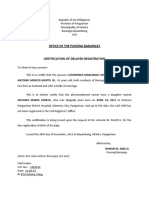 Barangay Low Income Certification Sample | PDF