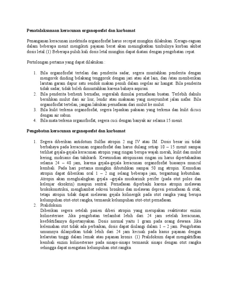Penatalaksanaan Keracunan Organoposfat Dan Karbamat | PDF