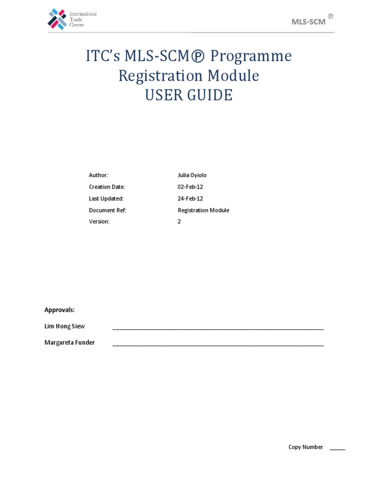ITC's MLS-SCM Programme Registration Module User Guide | PDF | Button ...