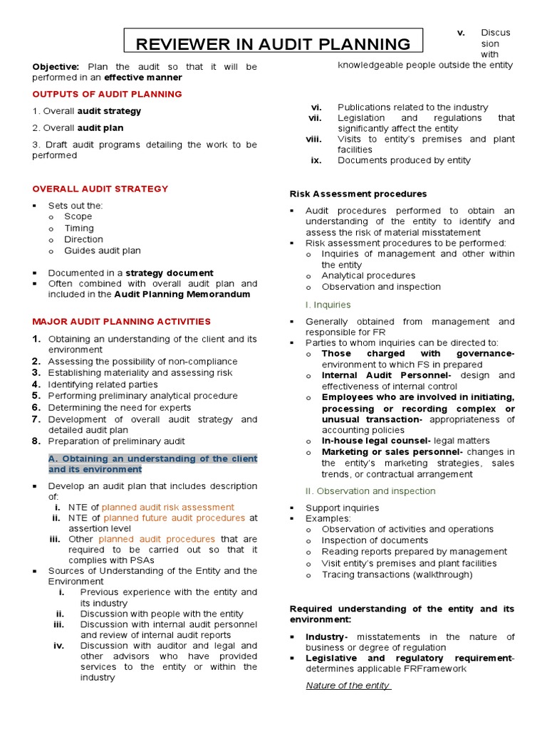 Aud Theo Reviewer - Audit Planning | Download Free PDF | Audit ...