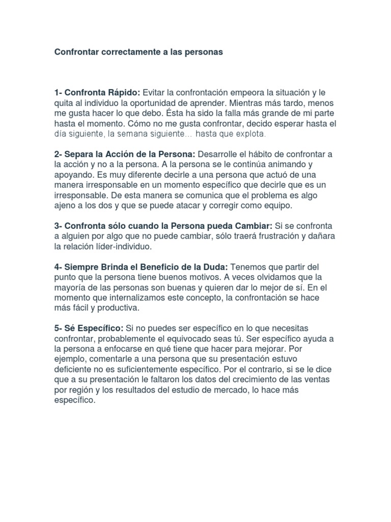 Confrontar Correctamente A Las Personas | PDF | Conceptos psicologicos ...