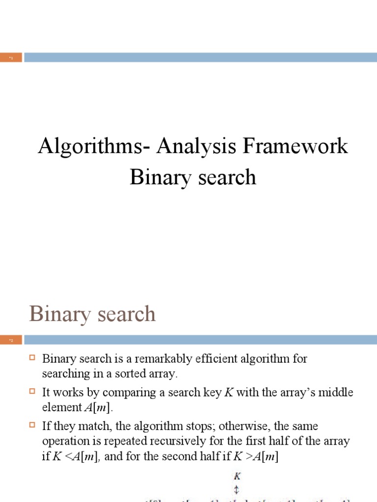 Algorithms-Analysis Framework Binary Search | PDF | Mathematical Concepts | Teaching Mathematics