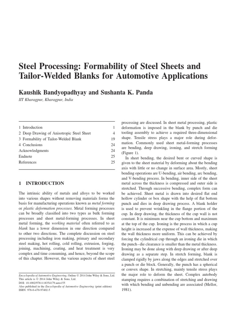 Formability of Steel Sheets and TWB For Auotmotive Applications | PDF ...