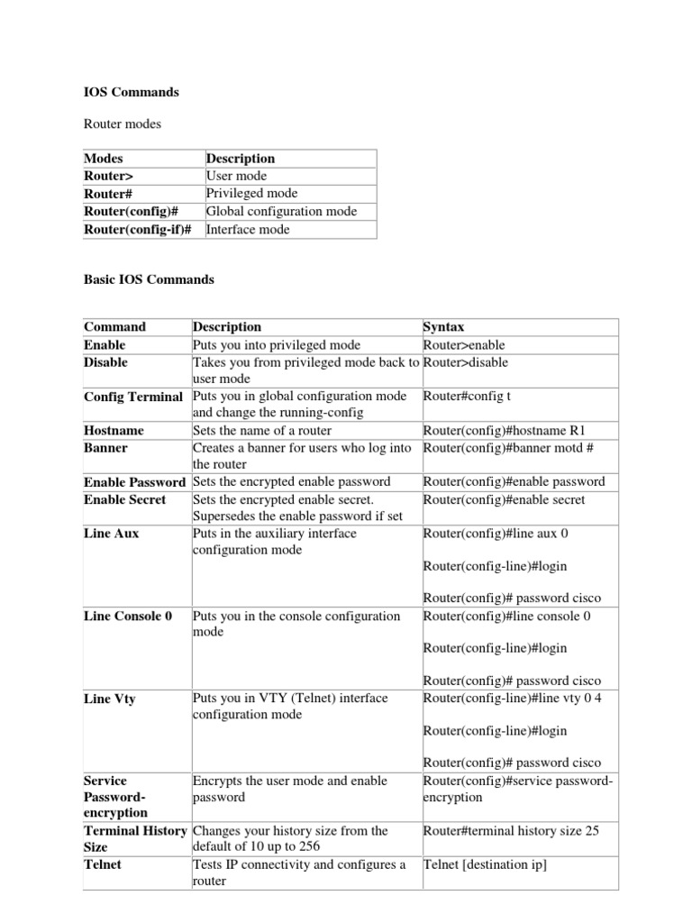 IOS Commands | PDF | Router (Computing) | Routing