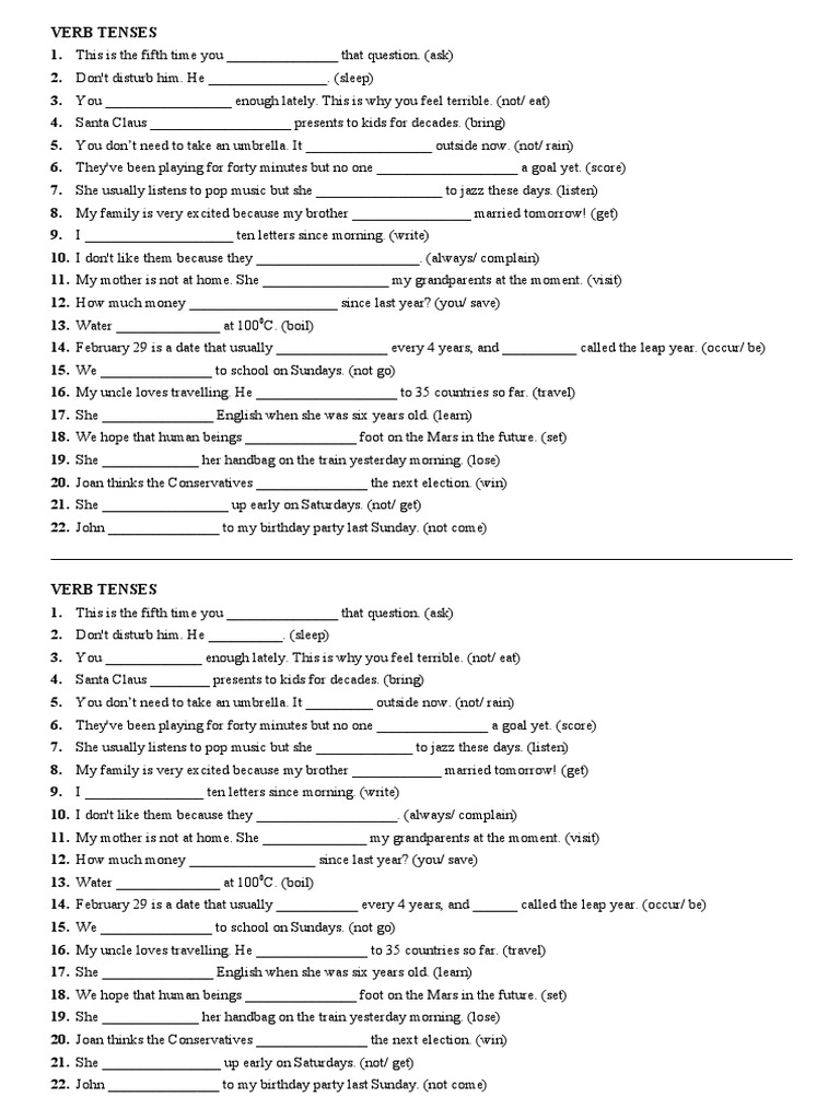 Verb Tenses: C. (Boil) | PDF | English Language