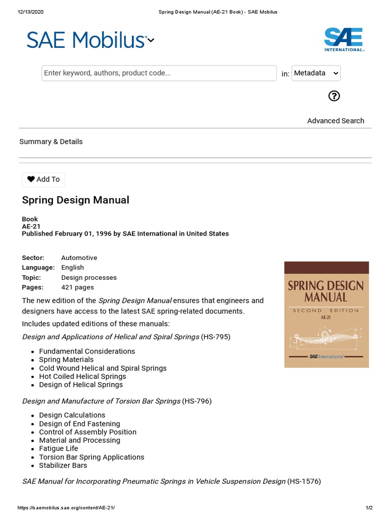Spring Design Manual (AE-21 Book) - SAE Mobilus | PDF | Vehicles ...
