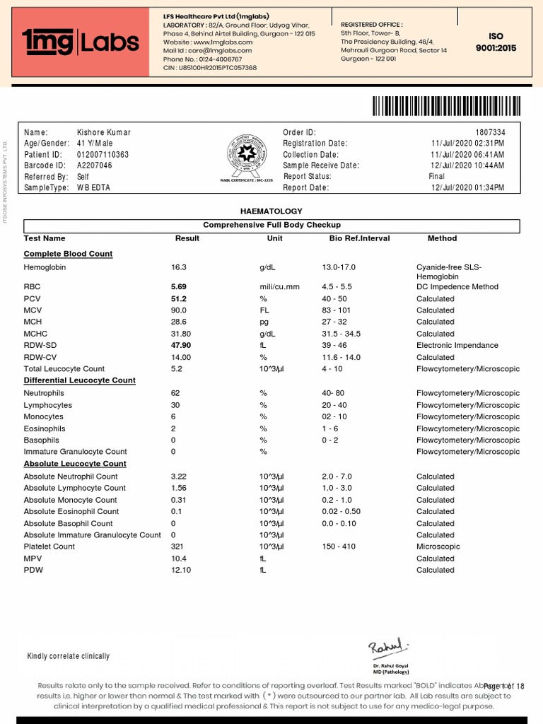 1-Comprehensive Full Body Checkup - PO3310643047-461 | PDF | Diseases ...