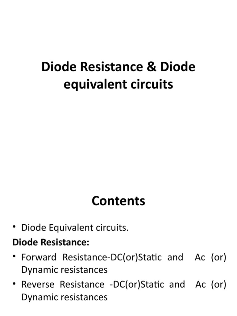 Diode Resistance & Diode Equivalent Circuits | PDF | Diode | Electrical ...