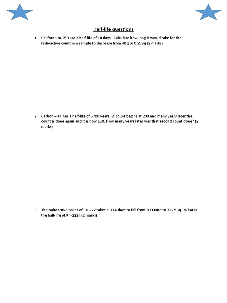 Half Life Questions STARS | PDF