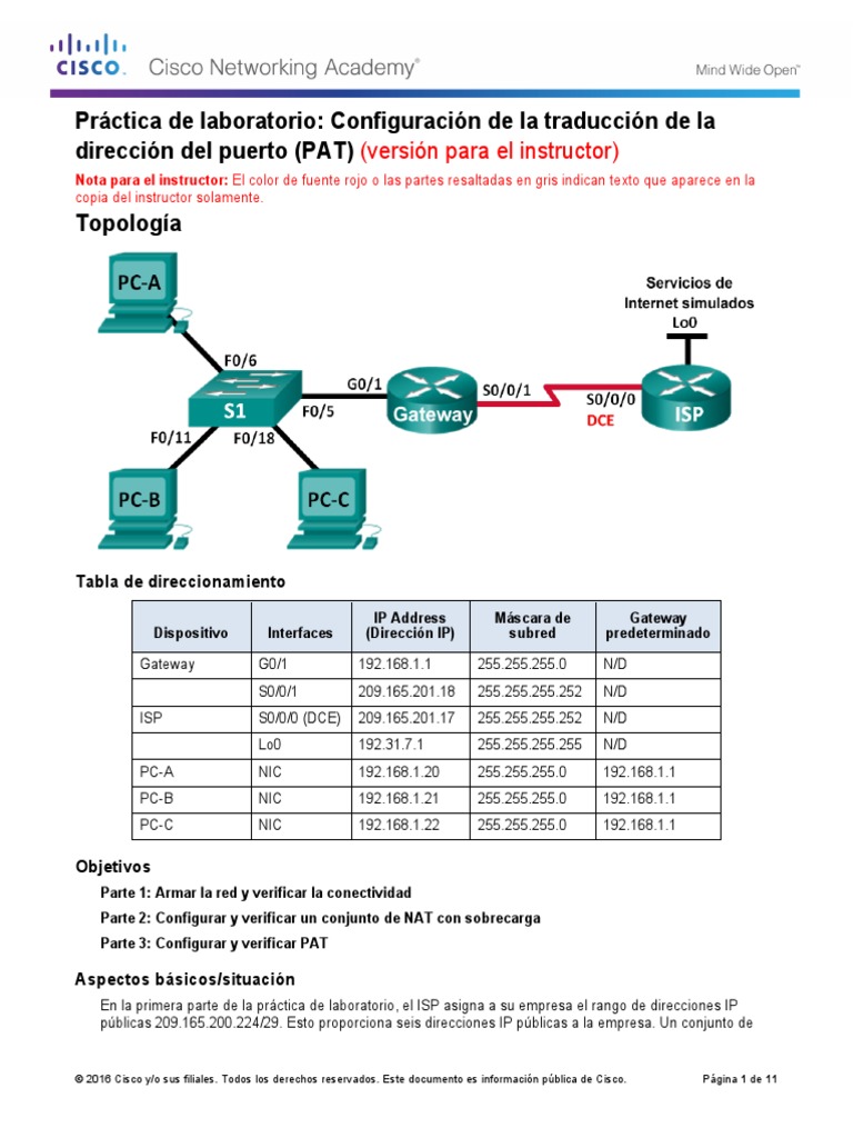 9 2 3 7 Lab Configuring Port Address Translation Pat Ilm Pdf