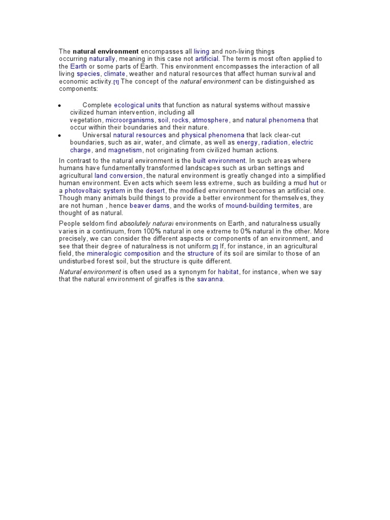 Natural Environment Is Often Used As A Synonym For | PDF