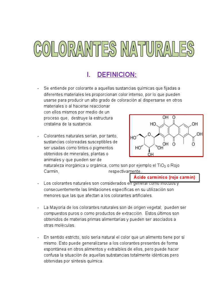 Colorantes Naturales | PDF | Sustancias químicas | Química