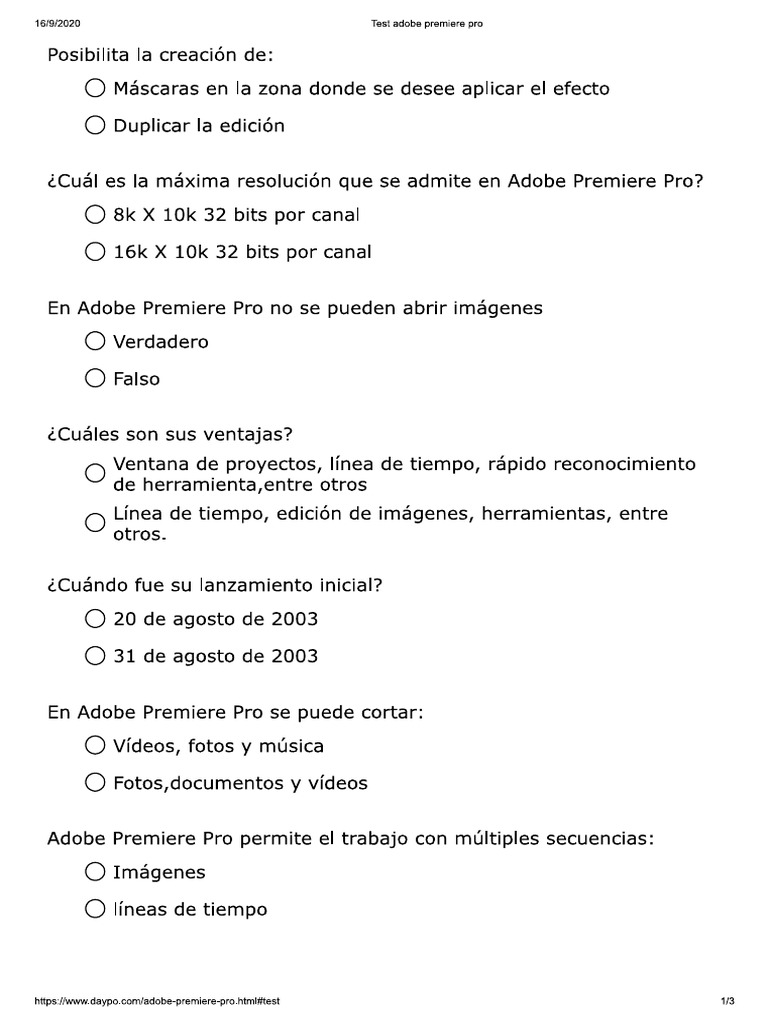 Test Adobe Premiere Pro PDF | PDF