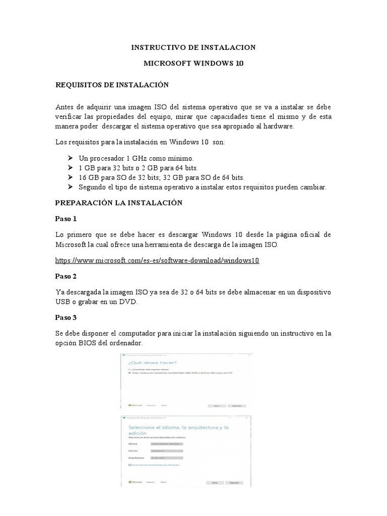 Instructivo de Instalacion de Windows 10 | PDF | Bios | Windows 10