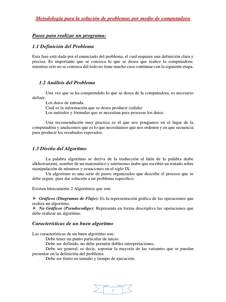 Metodología para La Solución de Problemas Por Medio de Computadora ...