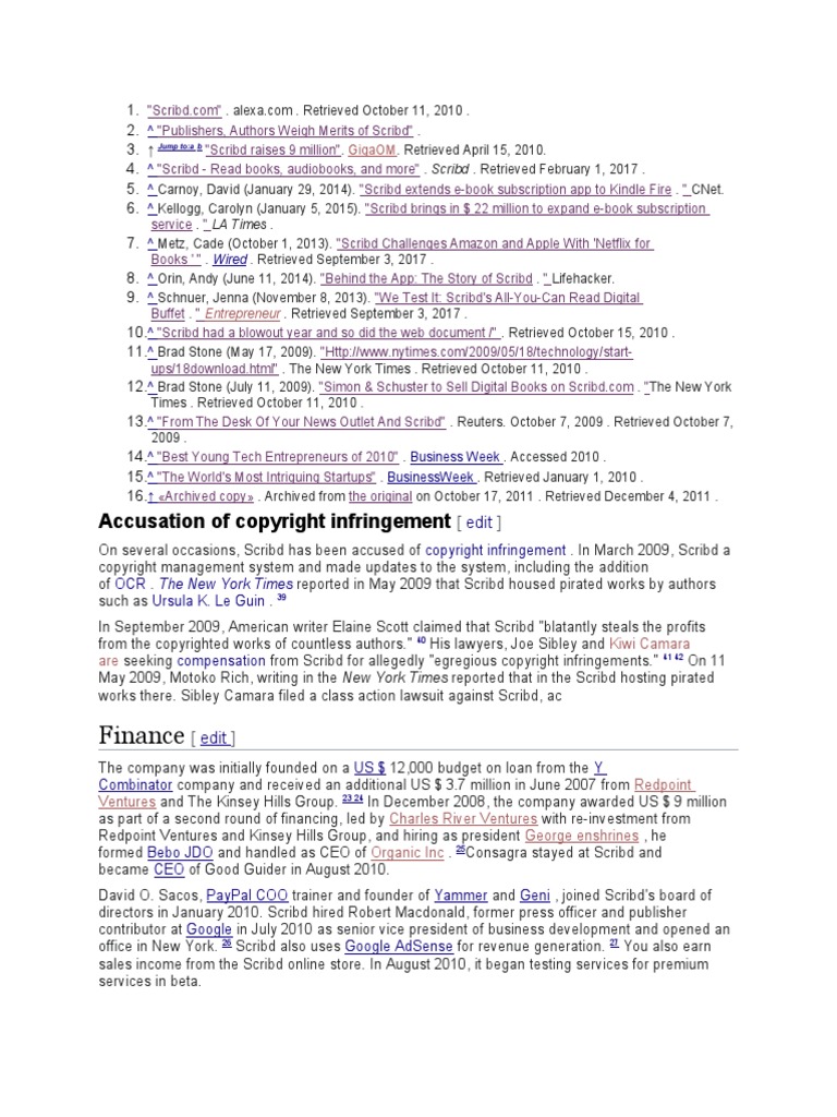 Scribd Subscription Service History and Copyright Lawsuits | PDF ...