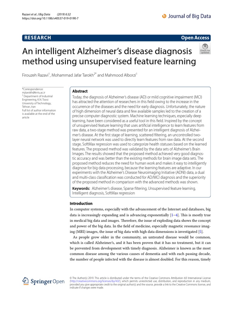 An Intelligent Alzheimer's Disease Diagnosis Method Using Unsupervised ...