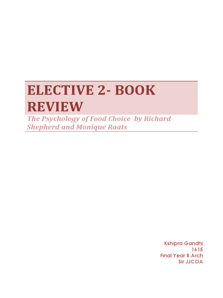 Elective 2-Book Review: The Psychology of Food Choice by Richard ...