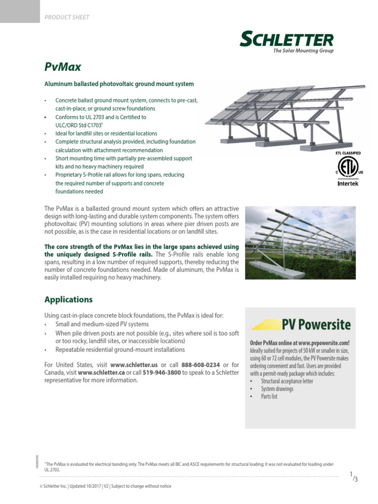 PvMax Product Sheet PDF | PDF | Photovoltaics | Photovoltaic System