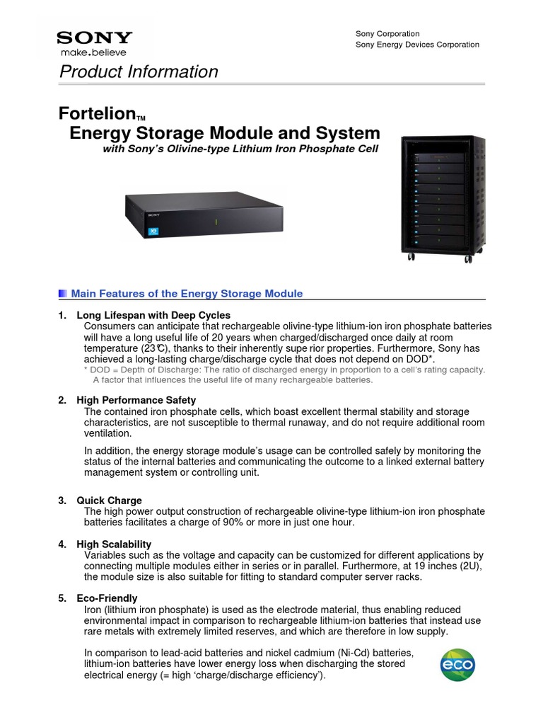 Sony Storage System Data Sheet PDF | PDF | Rechargeable Battery ...