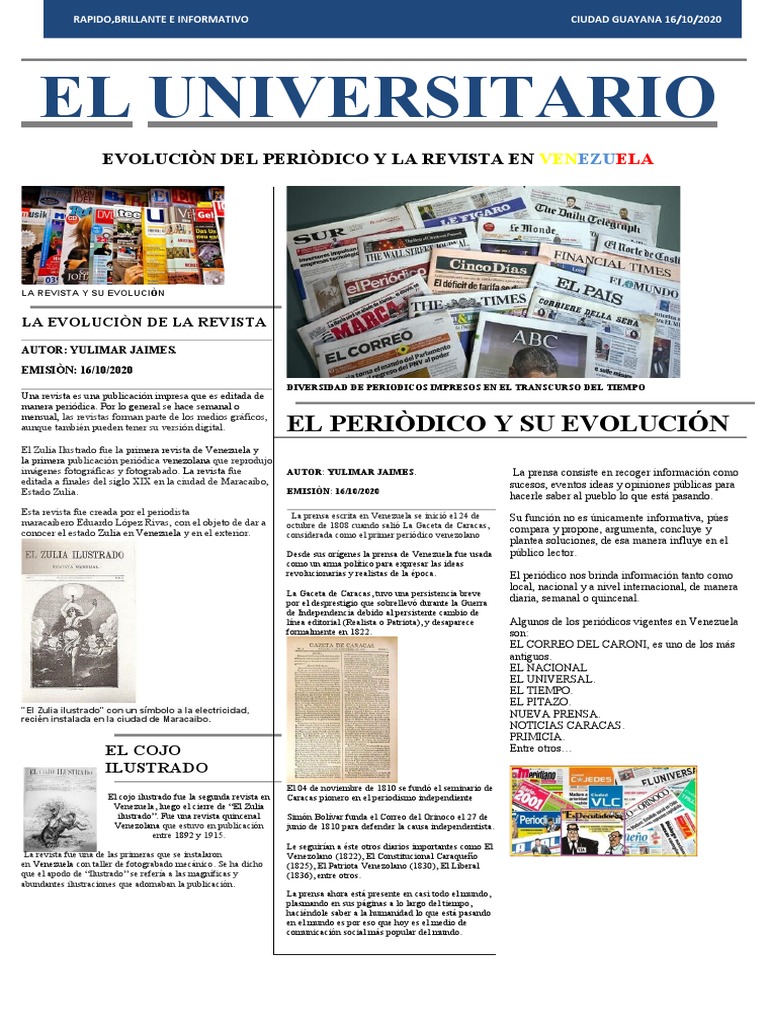 Presentación de Informe en Formato Periódico Sobre La Revista y ...