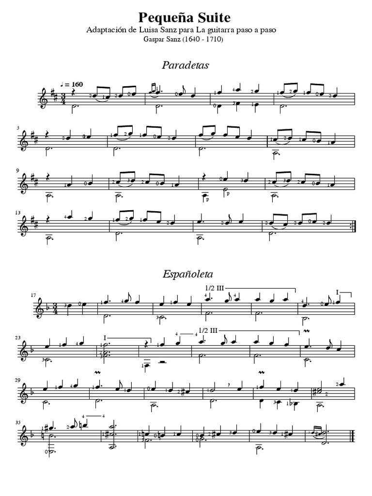 Paradetas: Adaptación de Luisa Sanz para La Guitarra Paso A Paso | PDF | Classical Guitar