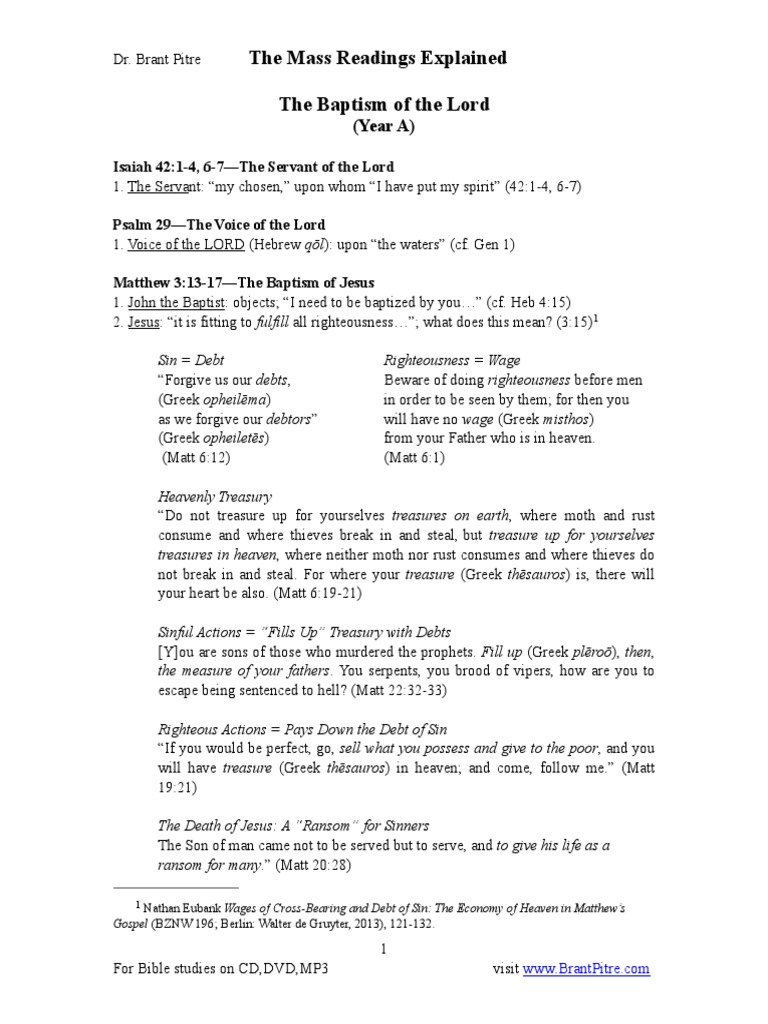 The Mass Readings Explained The Baptism of The Lord: (Year A) | PDF ...