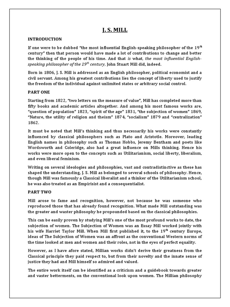 J. S. Mill: Speaking Philosopher of The 19 Century, John Stuart Mill ...