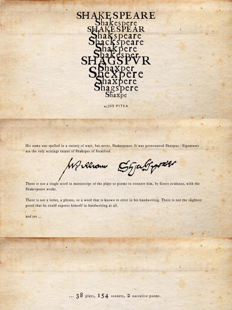 Shakspeare Shackspeare Shakpere Shakesper Shagspur Shaxper Shaxpere ...
