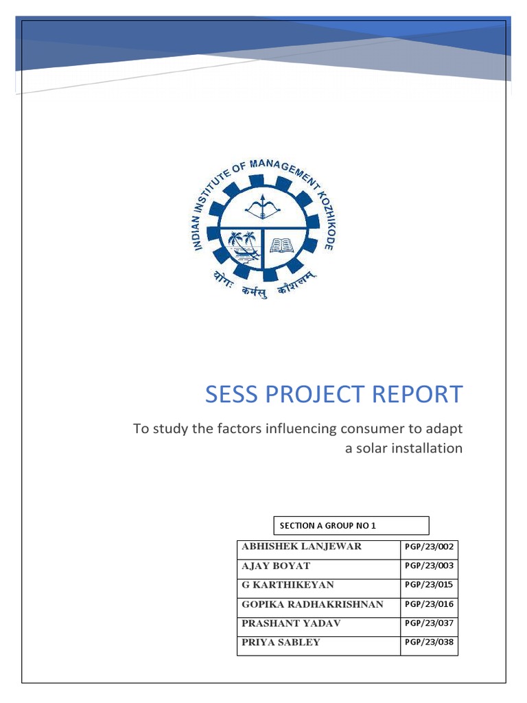 Sess Project Report: To Study The Factors Influencing Consumer To Adapt ...